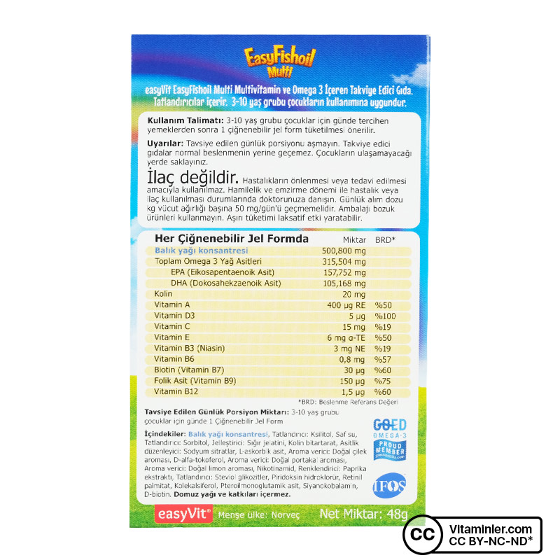 EasyVit EasyFishoil Multi + Omega 3 30 Çiğnenebilir Form | Vitaminler