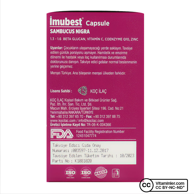 Imubest Kara Mürver 30 Kapsül | Vitaminler