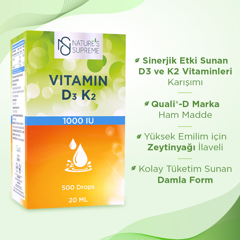 Nature's Supreme Vitamin D3 + K2 20 Ml Damla - D Vitaminleri