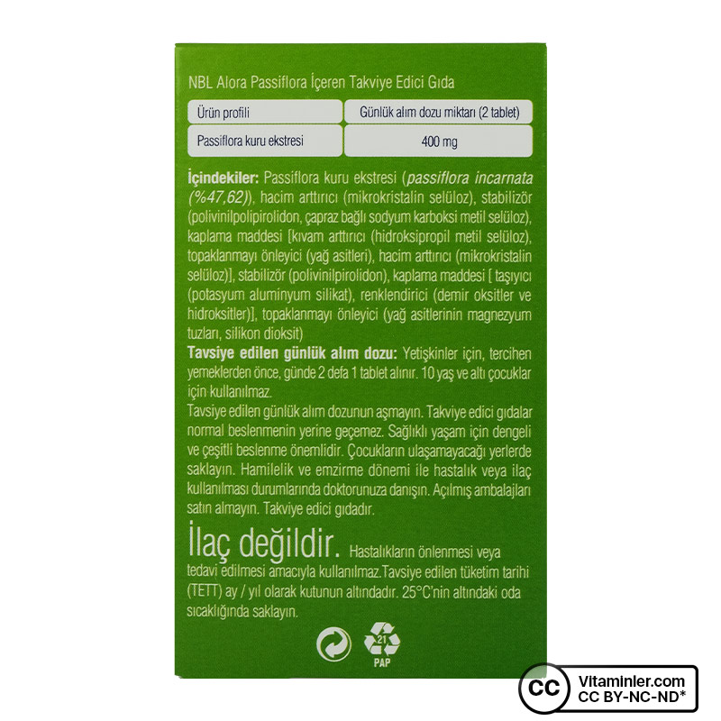 NBL Alora Passiflora 30 Tablet | Vitaminler