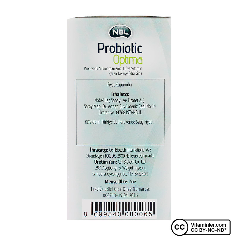 NBL Probiotic Optima 30 Tablet | Vitaminler