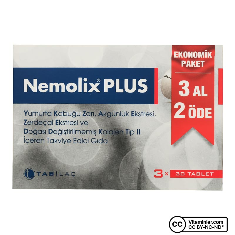 Nemolix Plus Yumurta Kabuğu Zarı 3 x 30 Tablet | Vitaminler