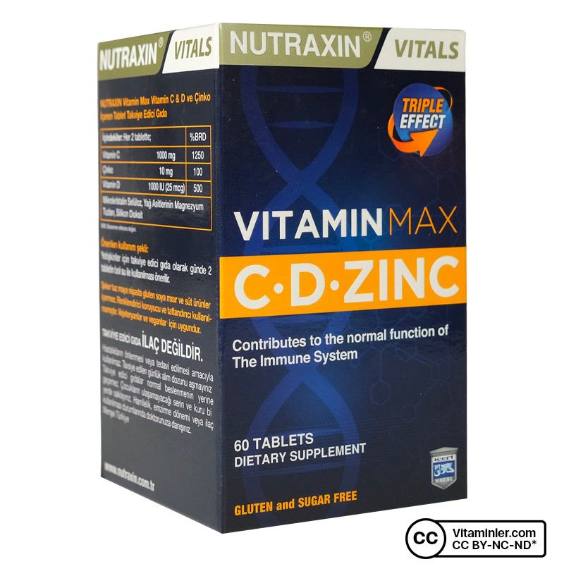 Nutraxin Vitamin Max C + D Çinko 60 Tablet - C Vitaminleri