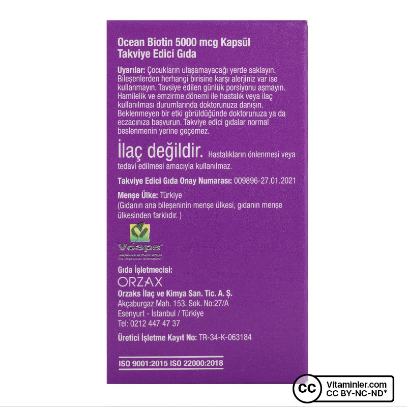 Ocean Biotin 5000 Mcg 60 Kapsül - B Vitaminleri