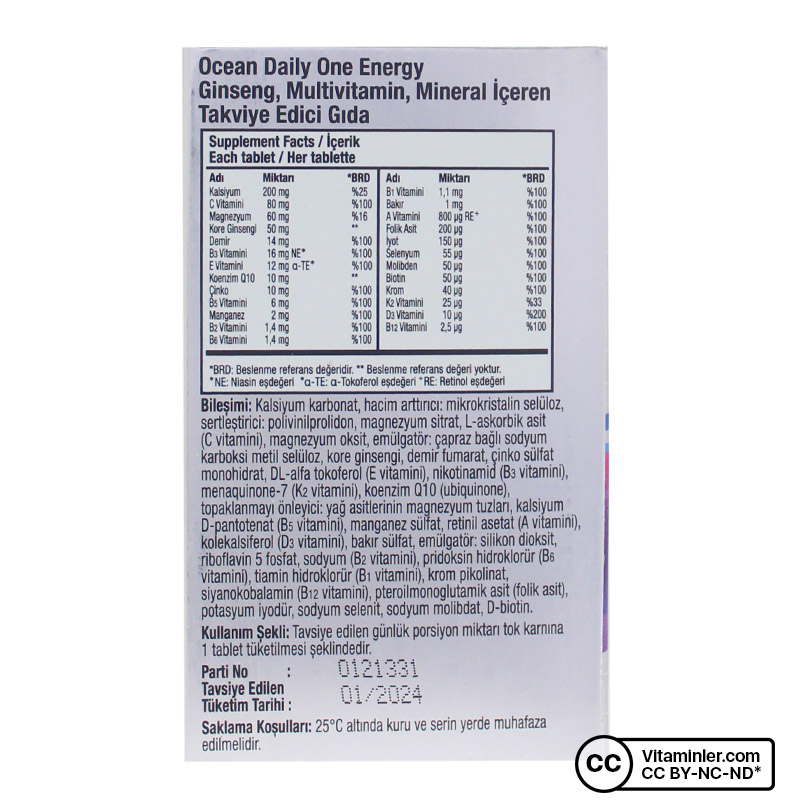 Ocean Daily One Energy 30 Tablet | Vitaminler