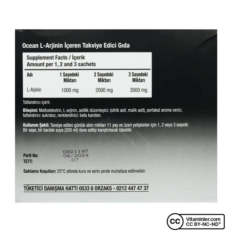 Ocean L-Arjinin 1000 Mg 60 Saşe | Vitaminler