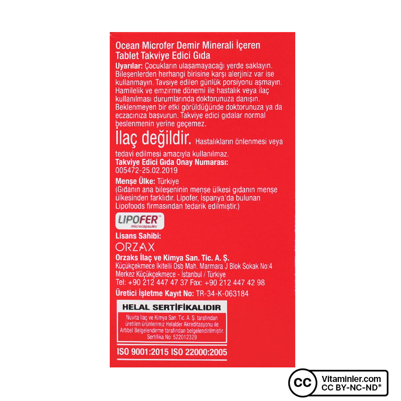 Ocean Microfer 30 Tablet - Demir | Vitaminler
