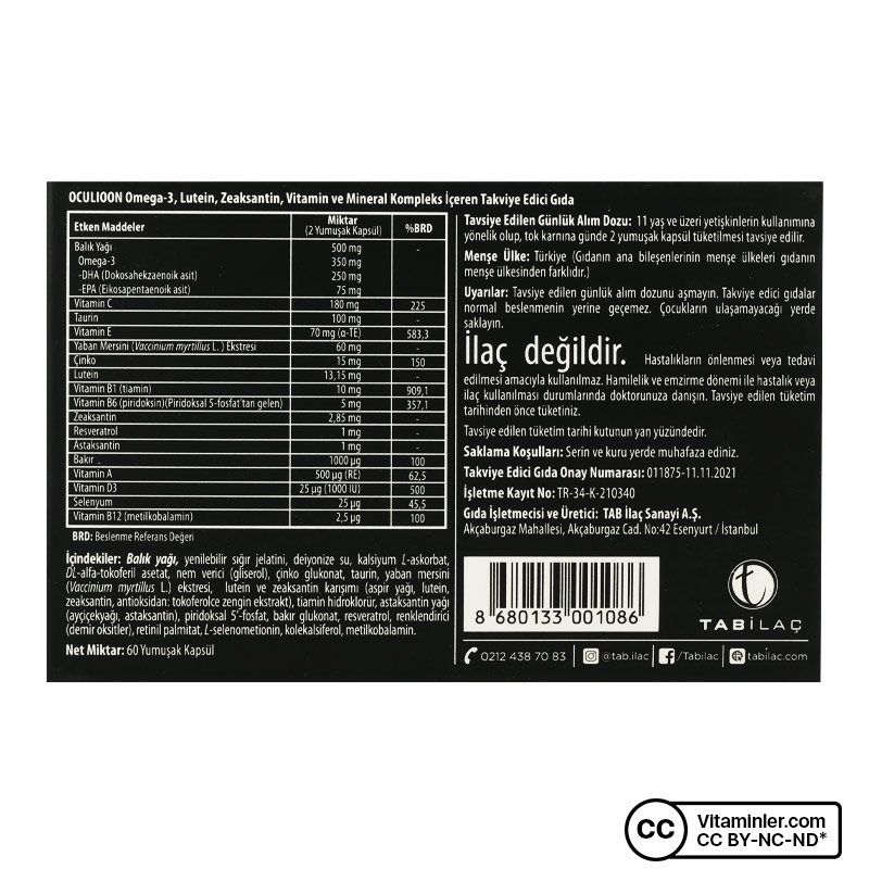 Oculioon 60 Kapsül - Omega 3 | Vitaminler