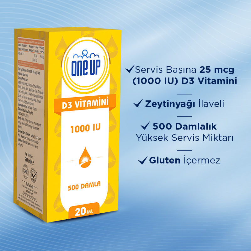 One Up D3 Vitamini 1000 IU 20 Ml Damla - D Vitaminleri