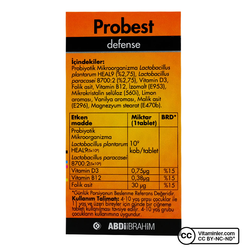 Probest Defense 20 Tablet - Probiyotik | Vitaminler