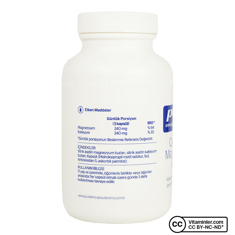 Pure Encapsulations Calcium Magnesium (Citrate) 90 Kapsül | Vitaminler