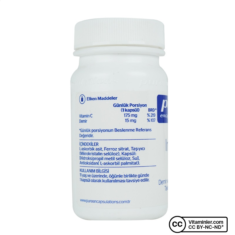 Pure Encapsulations Iron-C 30 Kapsül | Vitaminler