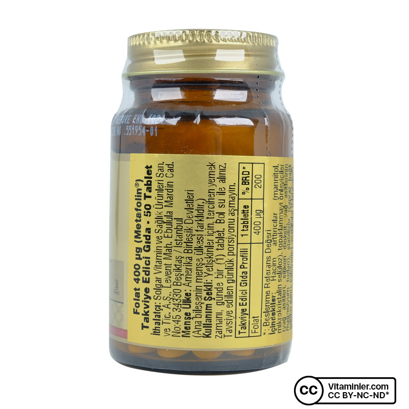 Solgar Folate (Metafolin®) 400 Mcg 50 Tablet - B Vitaminleri