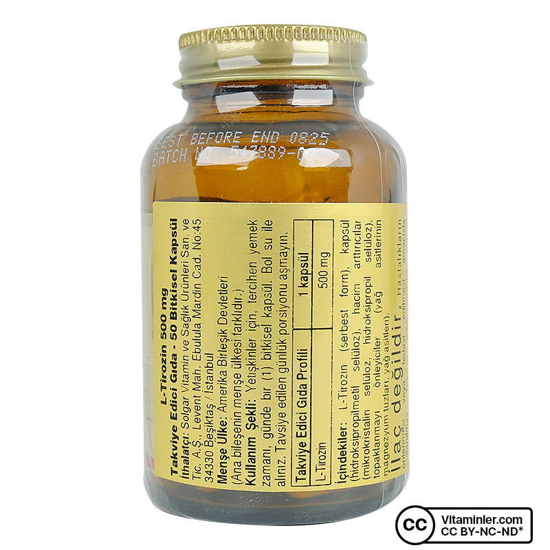 Solgar L-Tyrosine 500 Mg 50 Kapsül | Vitaminler