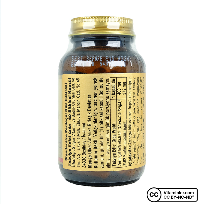 Solgar Turmeric Root Extract 60 Kapsül | Vitaminler