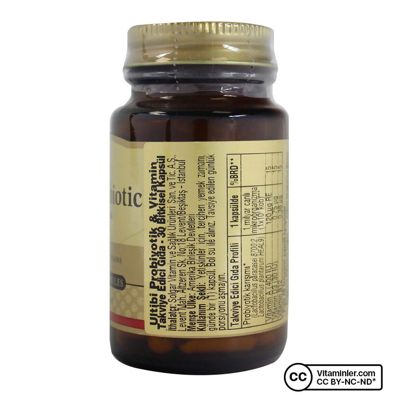 Solgar Ultibi Probiotic with Vitamins 30 Kapsül | Vitaminler