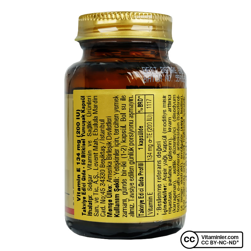 Solgar Vitamin E 200 IU 50 Kapsül - E Vitaminleri