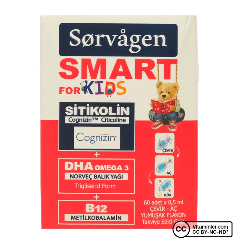 Sorvagen Smart Kids Sitikolin DHA Omega 3 ve B12 60 Flakon | Vitaminler