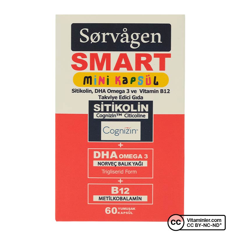 Sorvagen Smart Mini Sitikolin Omega 3 ve B12 60 Kapsül | Vitaminler