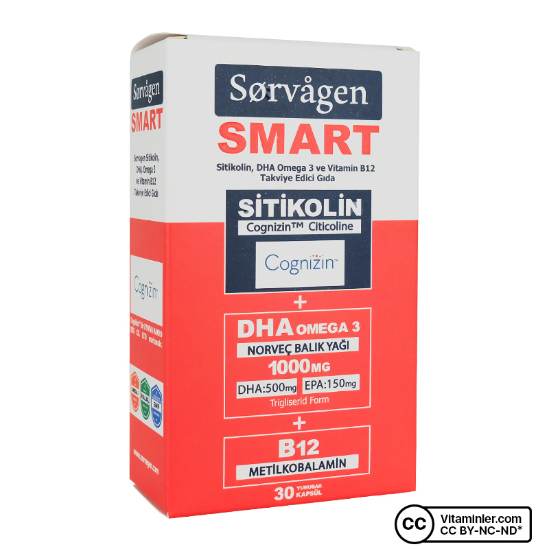Sorvagen Smart Sitikolin DHA Omega 3 ve B12 30 Kapsül | Vitaminler