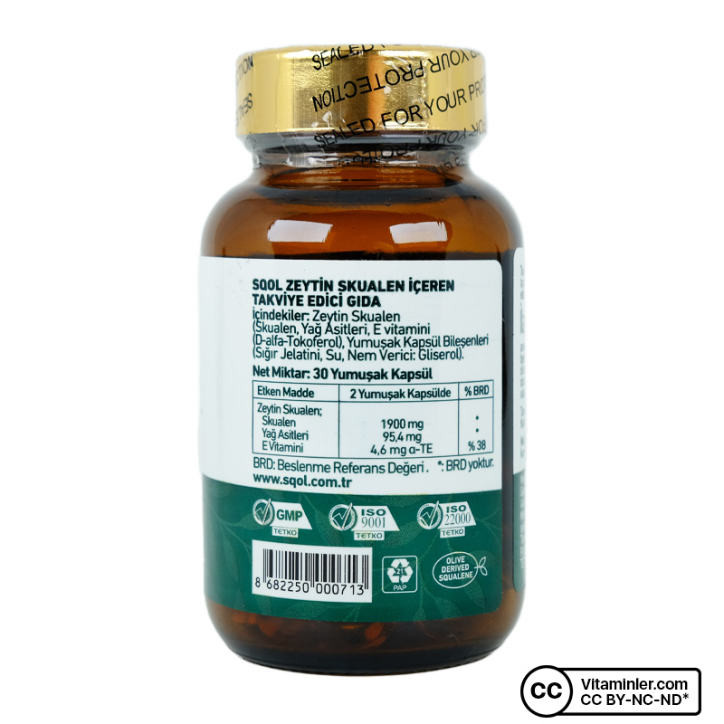 Sqol Zeytin Skualen (Olive Squalene) 1000 Mg 30 Kapsül | Vitaminler