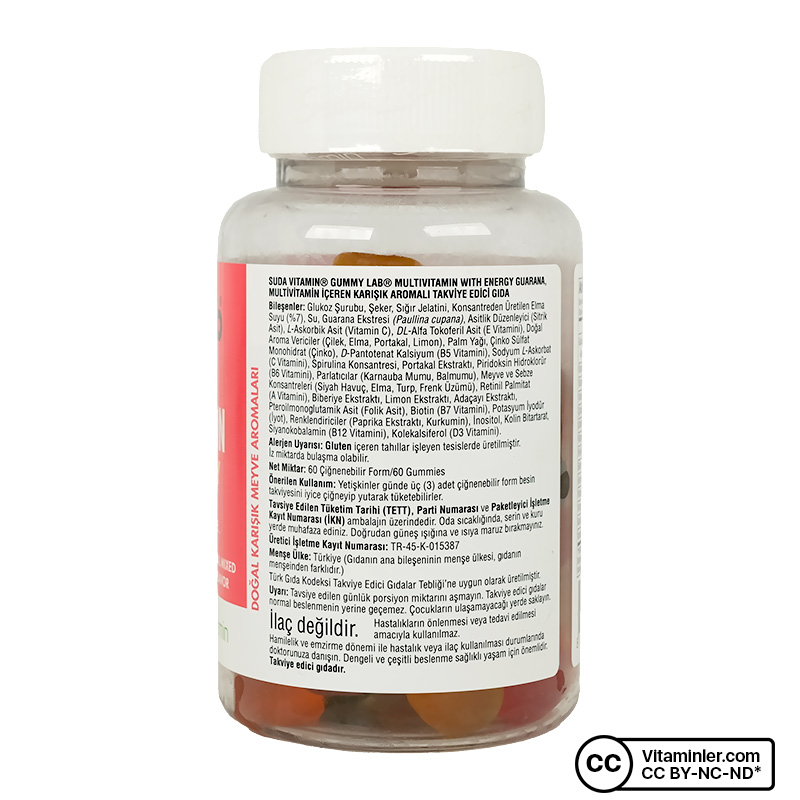 Suda Gummy Lab Multivitamin Energy 60 Çiğnenebilir Form | Vitaminler