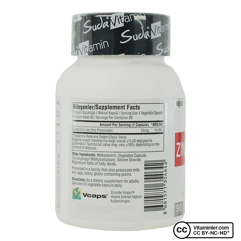 Suda Vitamin Zinc Picolinate 90 Kapsül | Vitaminler