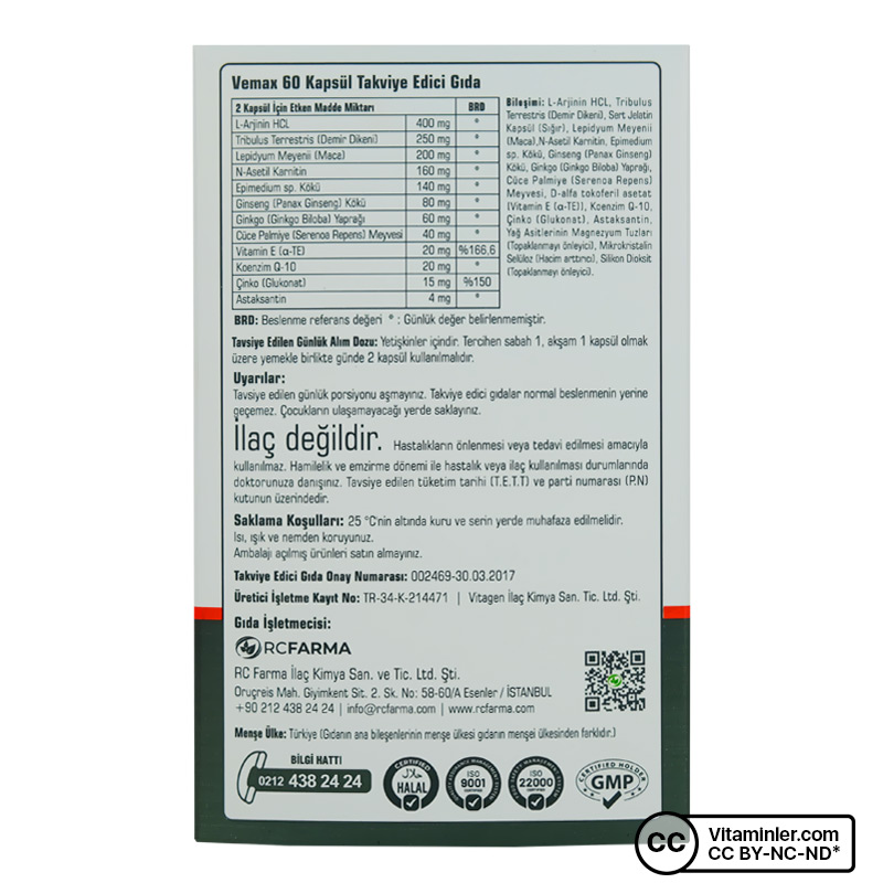 Vemax 60 Kapsül - Ginseng | Vitaminler