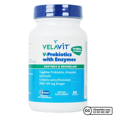 Velavit V-Probiotics with Enzymes 30 Kapsül | Vitaminler